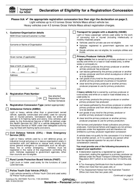 Vehicle Nsw Registration Fill Out Sign Online DocHub