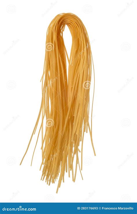Raw Linguine Pasta With Curvature After Hanging For Drying Stock Image