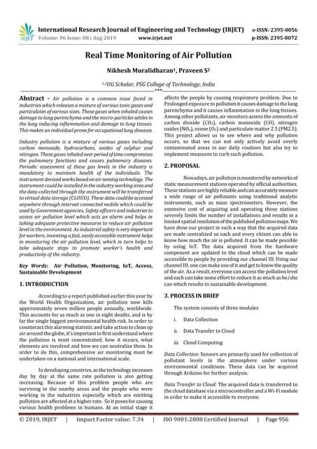 Irjet Real Time Monitoring Of Air Pollution Pdf