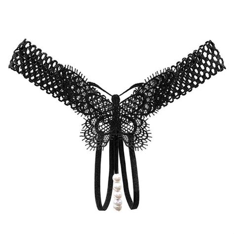 Women Fashion Pearl Tassel Sexy Lingerie Hollow Erotic G String Open