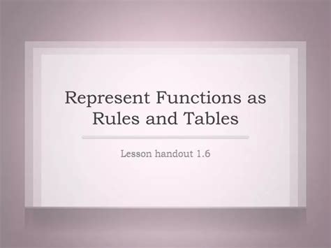 PPT Represent Functions As Rules And Tables PowerPoint Presentation Free Download ID 2471114
