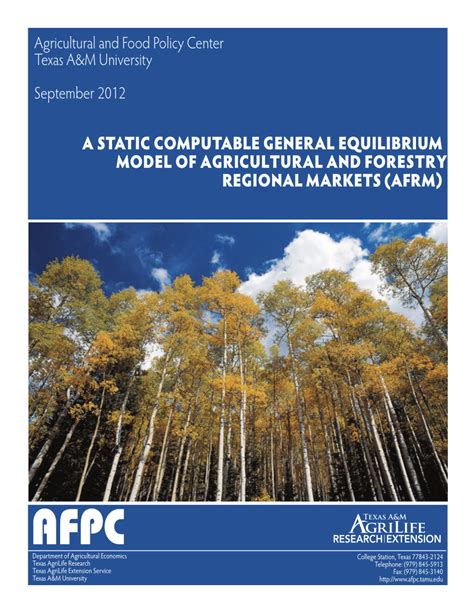 Pdf A Static Computable General Equilibrium Model Of Agricultural And