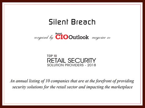 Silent Breach Nominated Top 10 Cyber Security Solutions For 2018