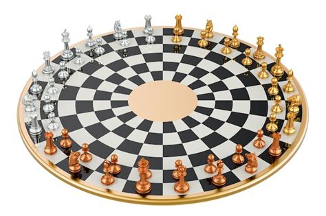 Premium PSD | Wooden three player chess 3 player chess set with round ...