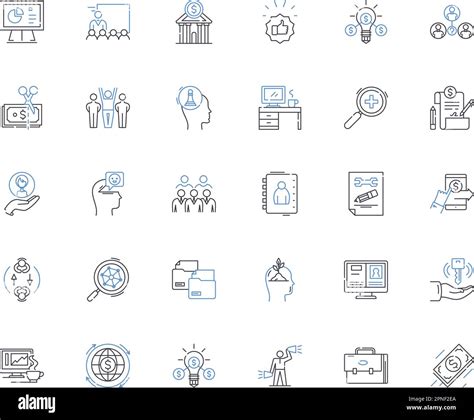 Procurement Process Line Icons Collection Sourcing Bidding