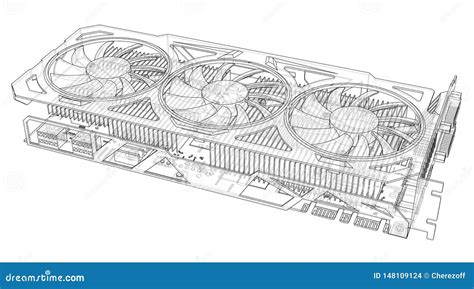Gpu Card Outline Vector Stock Vector Illustration Of Cryptographic