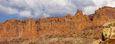 Sedimentary Rock Formation In Capitol Reef National Park Utah Stock