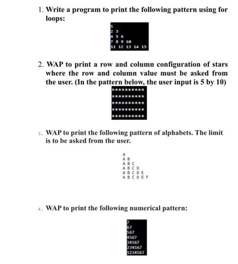 Solved 1 Write A Program To Print The Following Pattern