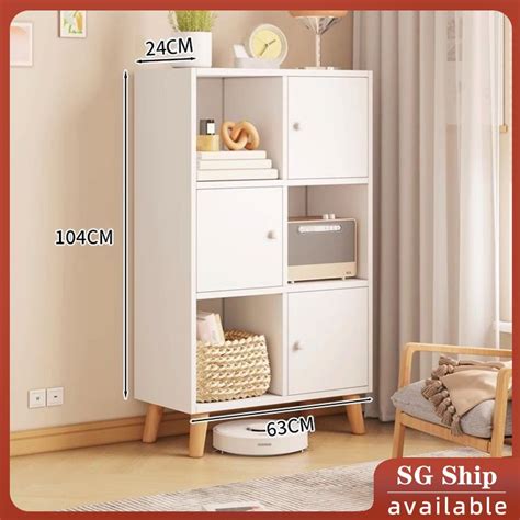 Bookshelf Household Shelf Floor Standing Solid Wood Leg Bookcase Living Room Storage Locker