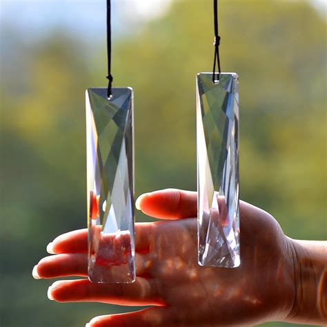 2pcs Long Crystal Suncatcher Prisms For Windows Net Rec