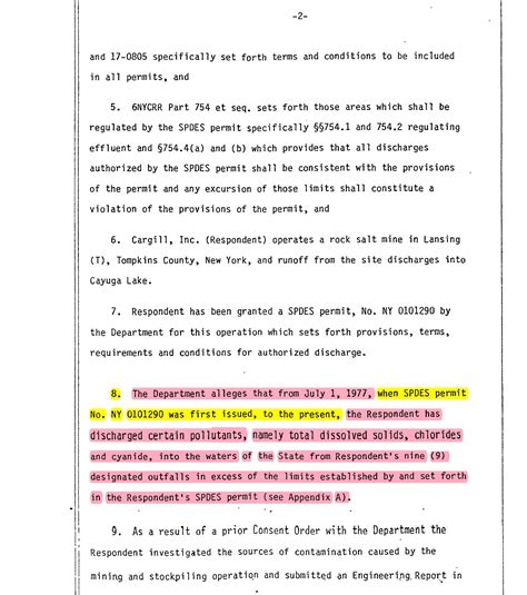 Nysdec Vs Cargill Consent Order December 1984 Regarding Spdes Violation Toxics Targeting