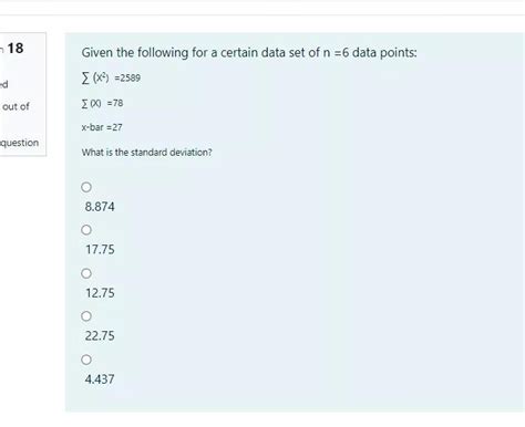 solved 18 given the following for a certain data set of n 6