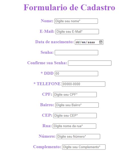 Índice Form Cadastro