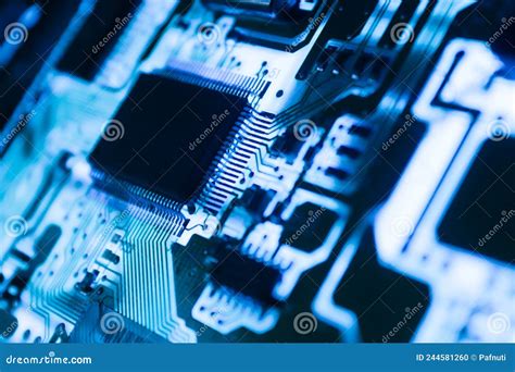 Computer Microchips And Processors On Electronic Circuit Board Computer Hardware Technology