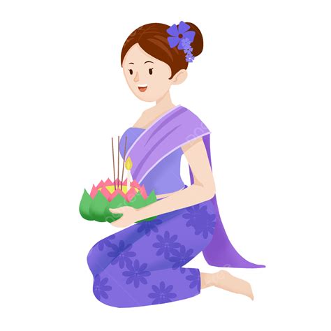 Traditional Blue Clothes For Loy Krathong Festival In Thailand Loy