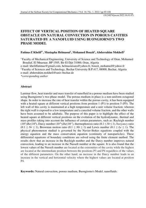 Pdf Effect Of Vertical Position Of Heated Square Obstacle On Natural