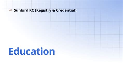 education sunbird rc registry and credential