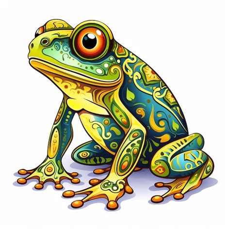 Premium Vector Frog With Ornament On A White Background Vector