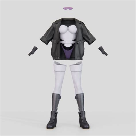 3d Model Gits Motoko Kusanagi Outfit Costume Set Vr Ar Low Poly