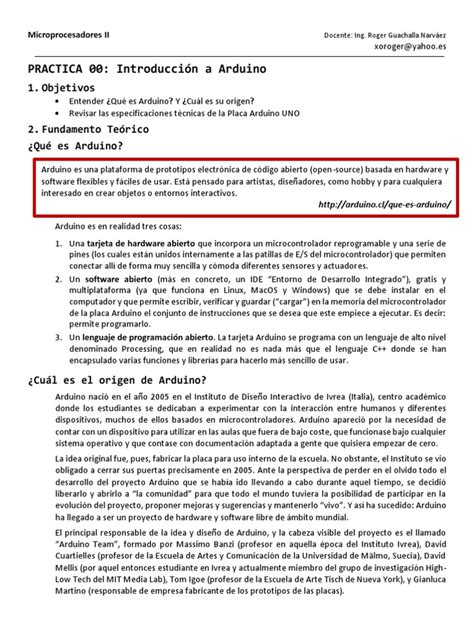 P00 Introduccion A Arduino Pdf Arduino Microcontrolador