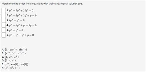 Solved Match The Third Order Linear Equations With Their