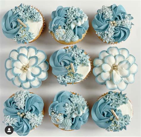 Pin By Aysanmis On Cupcakes Blue Wedding Cupcakes Elegant Cupcakes
