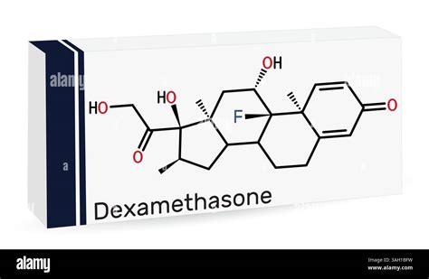 Dexamethasone Molecule Chemical Structure Corticosteroid Medication Paper Packaging For Drugs