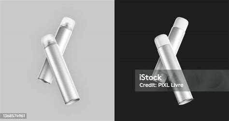 화장품 향수 데오도란트 공기 청정기 또는 헤어 스프레이용 스프레이 캡이 있는 흰색및 은금속 병 투명하고 불투명한 플라스틱 뚜껑 3d 일러스트레이션 에어로졸에 대한 스톡 사진