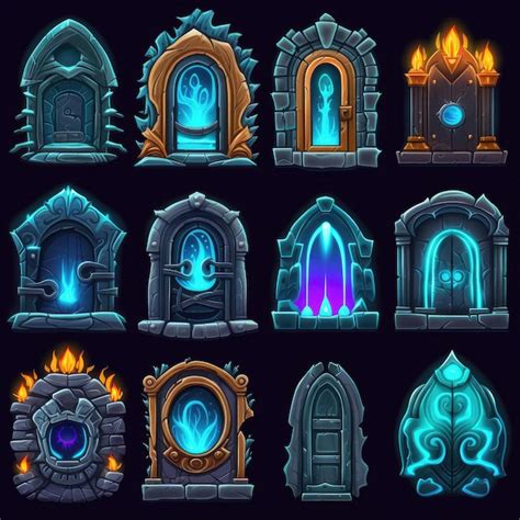 Premium Photo Design Door Portal Game Ai Generated Castle Old Space Wooden Ui Design Door
