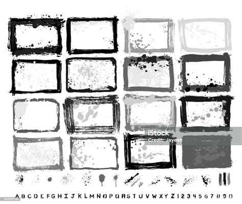 디자이너 벡터 컬렉션 핸드 페인팅 스캔 및 추적 그런지 텍스처 개체 그룹에 대한 스톡 벡터 아트 및 기타 이미지 개체 그룹 거리 예술 검은 테두리 Istock
