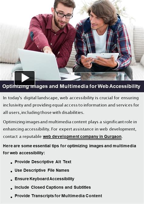optimizing images and multimedia for web accessibility presentation