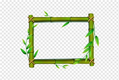 대나무 프레임 대나무 지팡이 Hd 사각형 잔디 액자 Png Pngwing