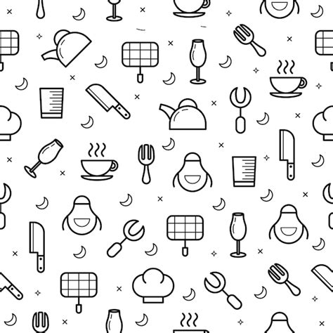 Premium Vector Seamless Pattern Abstract Doodle Collection Kitchen