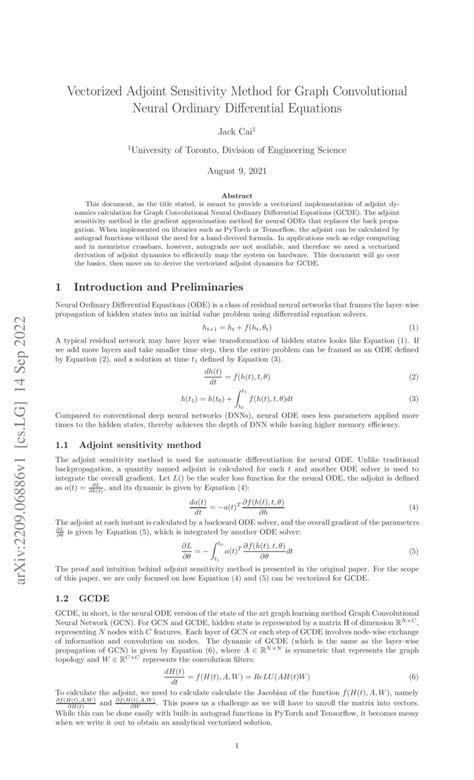 vectorized adjoint sensitivity method for graph convolutional neural