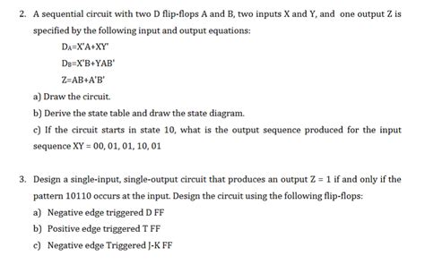 A sequential circuit with two D flip-flops A and B , | Chegg.com