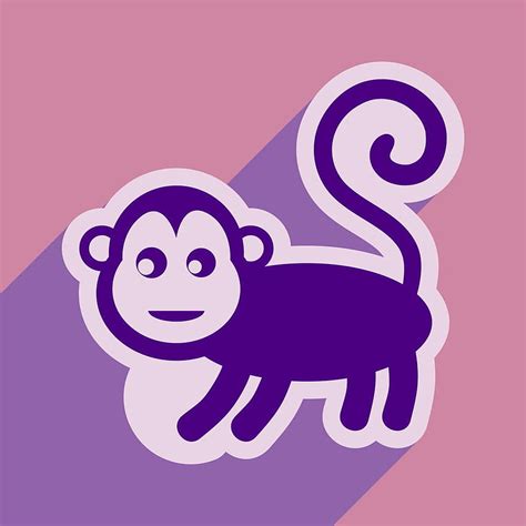 긴 그림자 원숭이 만화 벡터와 평면 아이콘 Eps Ai Uidownload