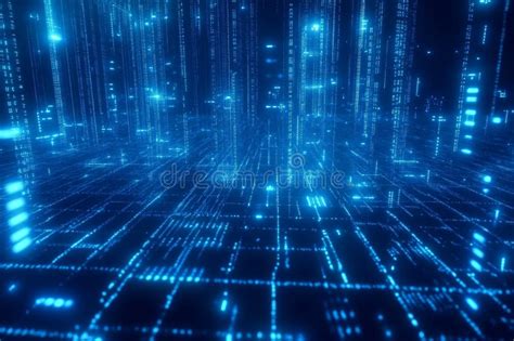 Abstract Digital Cityscape With Glowing Blue Lines Stock Illustration Illustration Of Bright