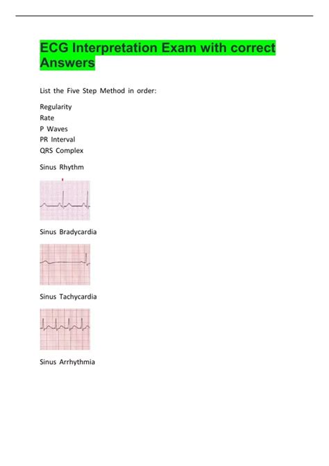 Ecg Interpretation Exam With Correct Answers Mayo Ecg Stuvia Us
