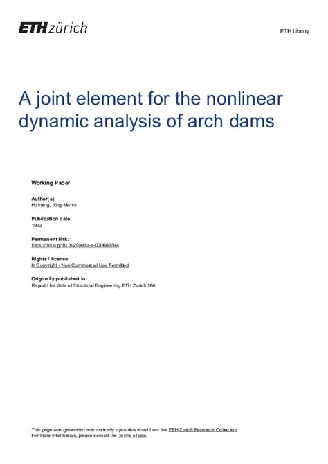 Pdf A Joint Element For The Nonlinear Dynamic Analysis Of Arch Dams