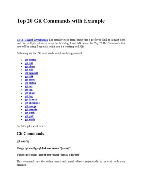 Top 20 Git Commands With Example Pdf