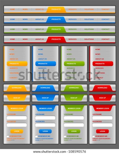 Horizontal Vertical Navigation Menu Website Elements Stock Vector Royalty Free