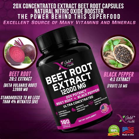 Beet Root Extract Capsules 12000mg High Nitrates Supplement With