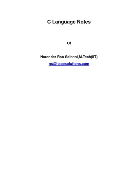 Notes C Pdf C Programming Language Control Flow