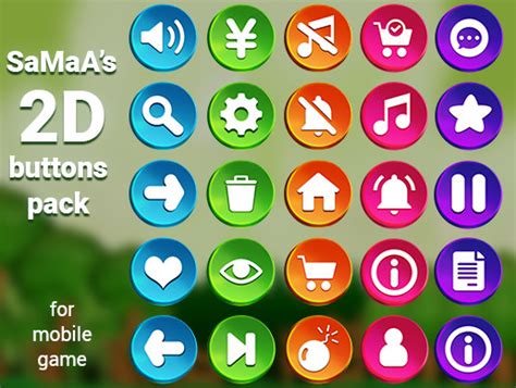 Samaa S 2d Buttons Pack 2d Icons Unity Asset Store