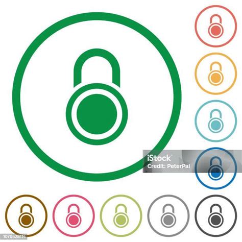 ilustración de bloquear iconos planos candado redondo con contornos y