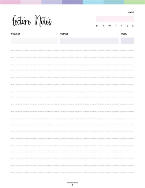 Printable Lecture Notes Notes Template Lectures Notes School Template