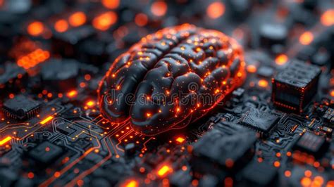 Digital Glowing Brain Circuitry. Artificial Intelligence and Neural Networks Concept Stock Photo ...