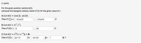 solved 1 point find a vector parametric equation r t for