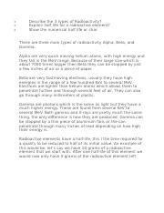 Describe The Types Of Radioactivity Docx Describe The Types Of Radioactivity Explain Half