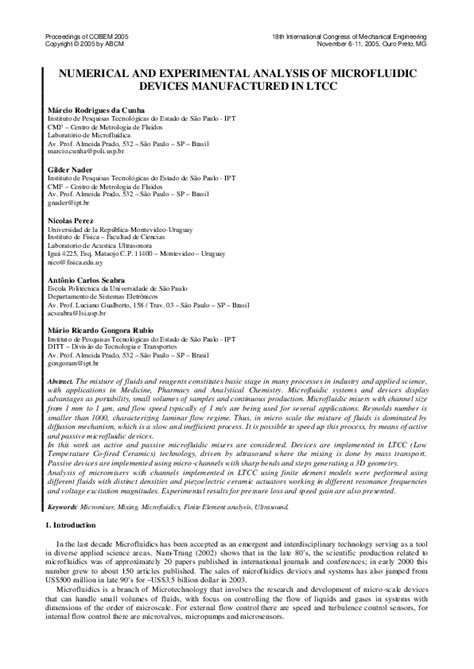 Pdf Numerical And Experimental Analysis Of Microfluidic Diode